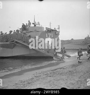 Army assault troops landed from LCA 57 while naval beach parties and ...
