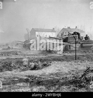 Churchill tanks of the North Irish Horse, 25th Tank Brigade, heavily ...