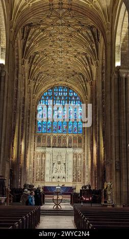 England, Dorset, Sherbourne, Sherbourne Abbey, Stained Glass Window ...