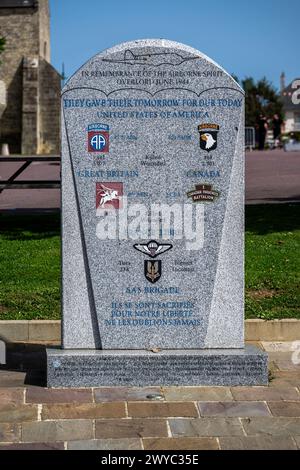 Sainte Mere Eglise in Normandy with an effigy of John Steele on the ...