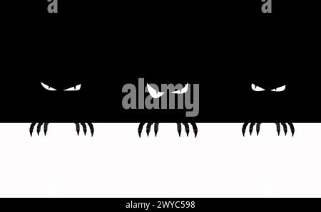 Halloween background. a monster comes out. Scary long fingers with ...