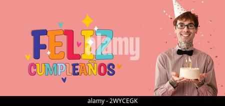 Festive banner with text FELIZ CUMPLEANOS (Spanish for Happy Birthday ...