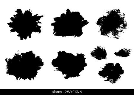 Brush strokes vector. Exploding blobs, burst blots and round painted ...