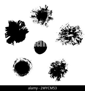 Brush strokes vector. Exploding blobs, burst blots and round painted ...