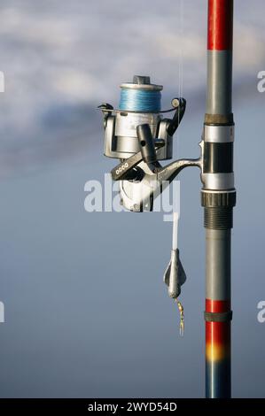 Fishing rod on beach. Hendaye, Aquitaine. France Stock Photo - Alamy