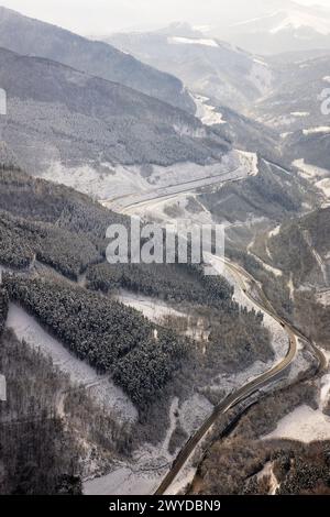 Snow-covered Etxegarate pass, Idiazabal. Guipuzcoa, Basque Country ...