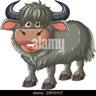 Vector graphic of a smiling, stylized yak character Stock Vector Image ...