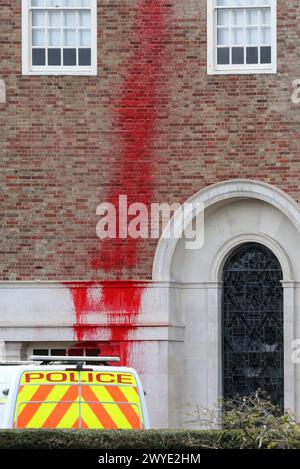 A a large splash of red paint is seen on the exterior of Somersetís ...