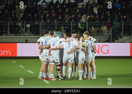 Leinster Rugby team in a huddle during the Investec Rugby Champions Cup ...