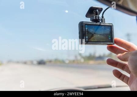 Closeup to dash camera in the car Stock Photo - Alamy