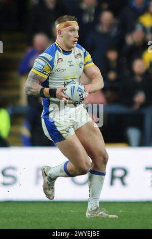 Leeds, UK. 05th Apr, 2024. Adam Holroyd of Warrington Wolves arrives ...