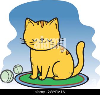 cute cat with yarn balls Stock Vector Image & Art - Alamy