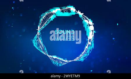 Sound wave circle visualization on blue background vector Stock Vector ...