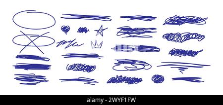 Squiggle brush scribble underline. Marker pen emphasis highlight swoosh ...