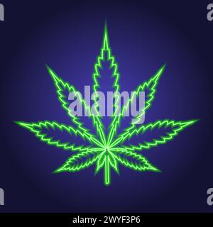 Cannabis neon sign. Marijuana medical Night bright signboard. Glowing ...