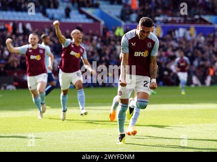 Aston Villa's Morgan Rogers celebrates scoring their side's second goal ...