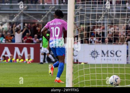 Rafael Leao of AC Milan celebrates after scoring a goal during the ...