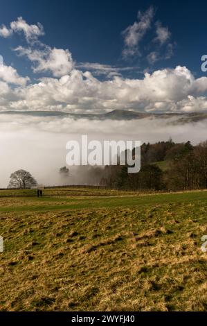 Cloud Inversion ascending Win Hill in the Peak District National Park ...