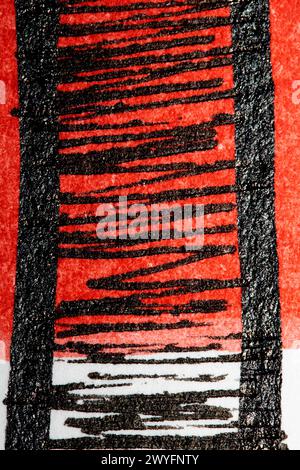 An Abstract Black Ink Pen Scribbles and Lines on a Coloured Background ...