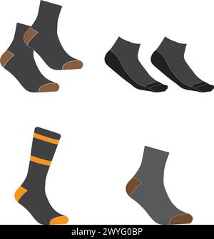 Short and long sport sock template, 3d realistic vector illustration ...