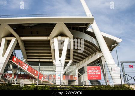 Reims France April 6, 2024 Auguste Delaune football stadium in the city ...