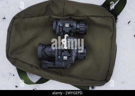 Modern millitary night vision device and thermal image vision. Close up ...