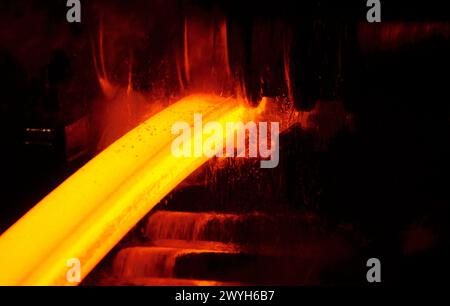 Steel industry, steel bar lamination, blooming train Stock Photo - Alamy