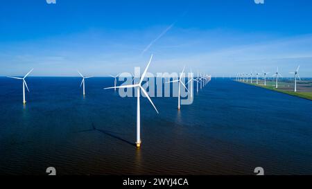 A stunning scene of countless windmills standing tall in a vast body of ...