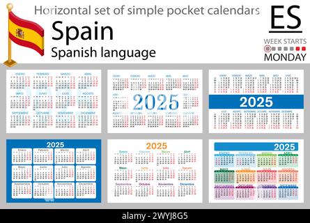 Spanish calendar 2025 year. Vector stationery calendar week starts ...