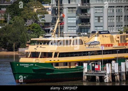 Sydney ferry, the MV Queenscliff, freshwater class ferry, moored at ...