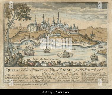 18th century Map of New France (Quebec), Canada and St Laurence ...