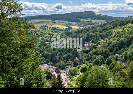 A view over Matlock Bath in the Peak District in Derbyshire, England ...