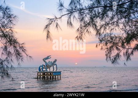 Cambodia, Kep province, Kep searesort, blue swimmer crab statue, symbol ...