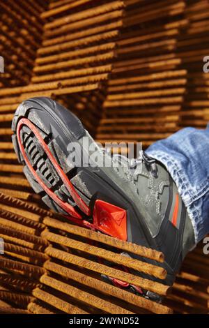 Safety boot, corrugated iron for formwork, housing construction Stock ...