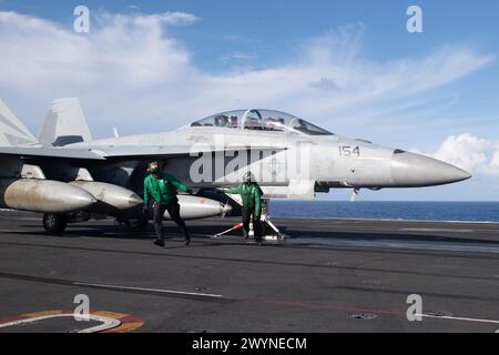 PHILIPPINE SEA (April 7, 2024) An F/A-18E Super Hornet, attached to the ...