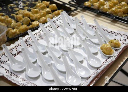 Cod fish, canape preparation, Divinus Catering, San Sebastian, Donostia ...