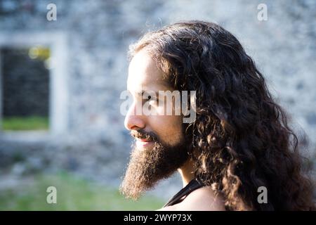 Well-groomed beard. Care for your beard. Beard bristled. Male prickly ...