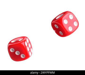 Two red dice in air on white background Stock Photo - Alamy