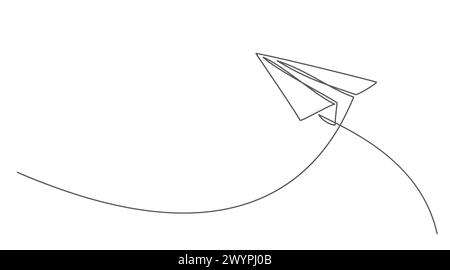 Continuous linear drawing of paper airplane. One line drawing paper ...