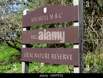 Hillfield Park sign. Monkspath, Solihull, West Midlands, England, UK ...