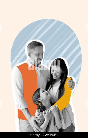 Creative trend collage of cute family mother daughter upside down lying ...