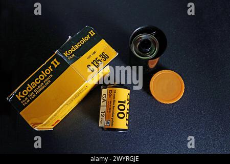 Vintage analog photography: Kodak 35 mm color film roll strip with ...