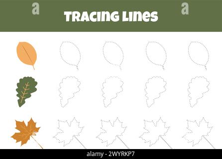 Outline Autumn Leaves On A Worksheet For Tracing Lines For Preschoolers ...