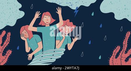 Bipolar disorder abstract horizontal banner. Visualization psychedelic ...