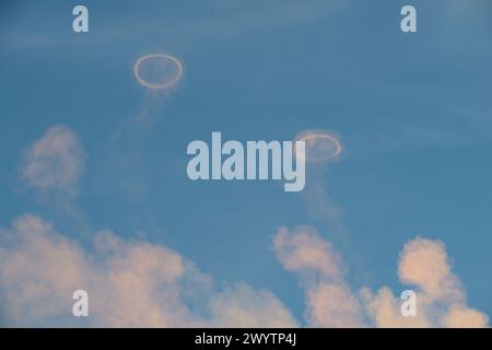 Two gas rings in the sky Volcanic vortex rings emerge from a new crater ...