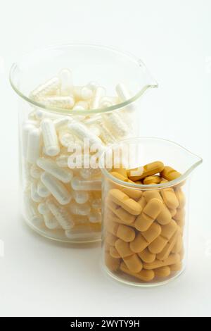 Samples of capsules and tablets, Generic drugs, Pharmaceutical plant ...