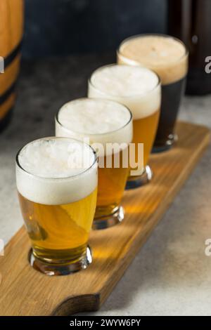 Boozy Refreshing Cold Craft Beer Flight with an IPA and Lager Stock ...