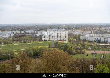 Aerial view of the Berlin-Marzahn district from the observation tower ...