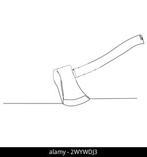 Continuous line drawing of an axe. Simple flat hand drawn style vector ...