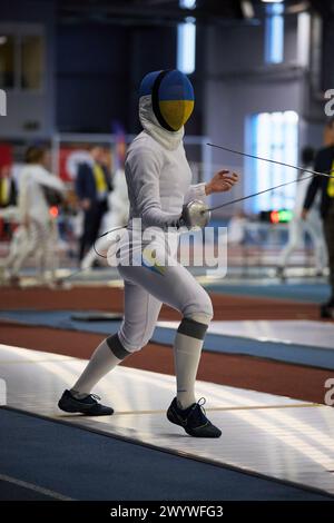 National Fencing Team Member of Ukraine fights with epee blade a the ...